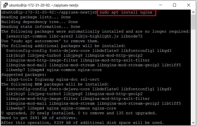 Deploy a Nextjs application using ubuntu and nginx in AWS-EC2 | Appluex